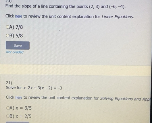 Solved: Find the slope of a line containing the points (2,3) and (-6,-4 ...