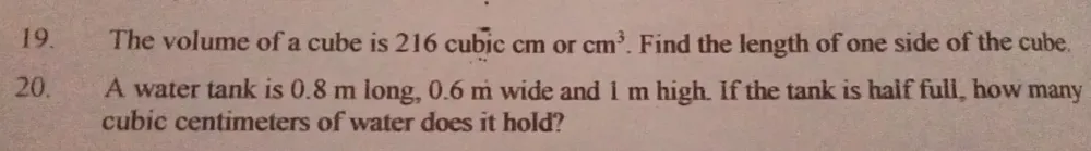 Solved: The volume of a cube is 216 cubic cm or cm^3. Find the length ...
