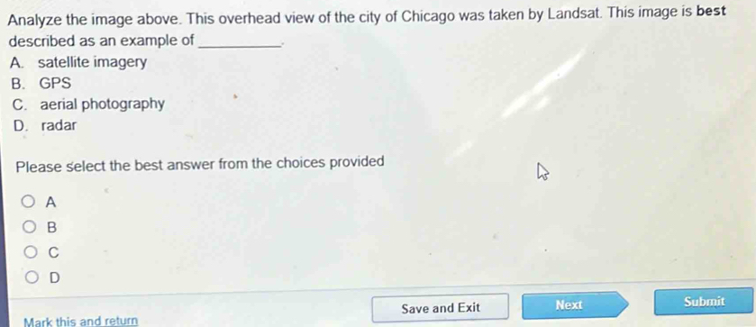 Solved: Analyze the image above. This overhead view of the city of ...