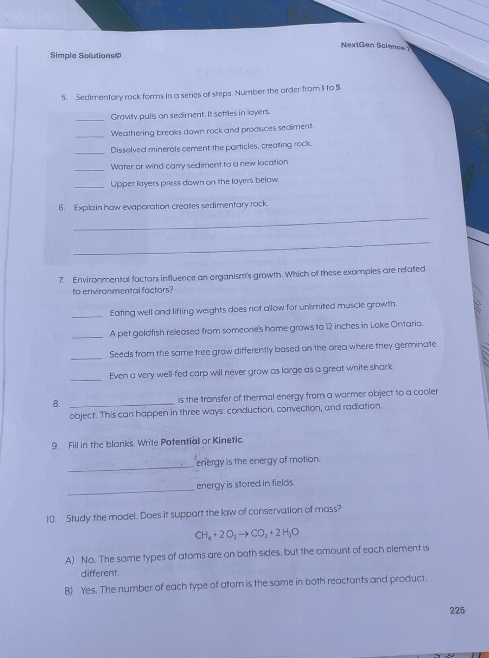 Solved: NextGen Science Simple Solutions© 5. Sedimentary rock forms in ...