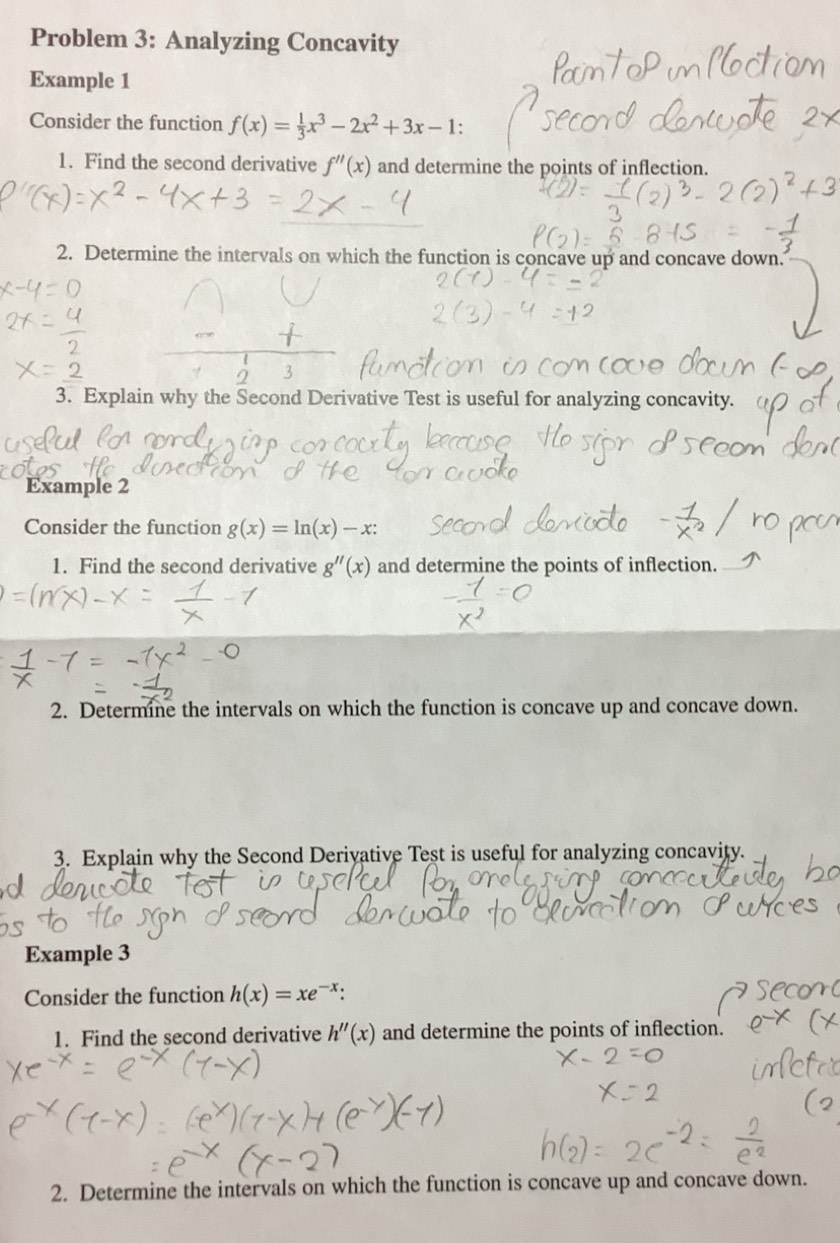 Solved: Problem 3: Analyzing Concavity Example 1 Consider the function ...