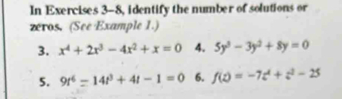 Solved: In Exercises 3-8, identify the number of solutions or zeros ...