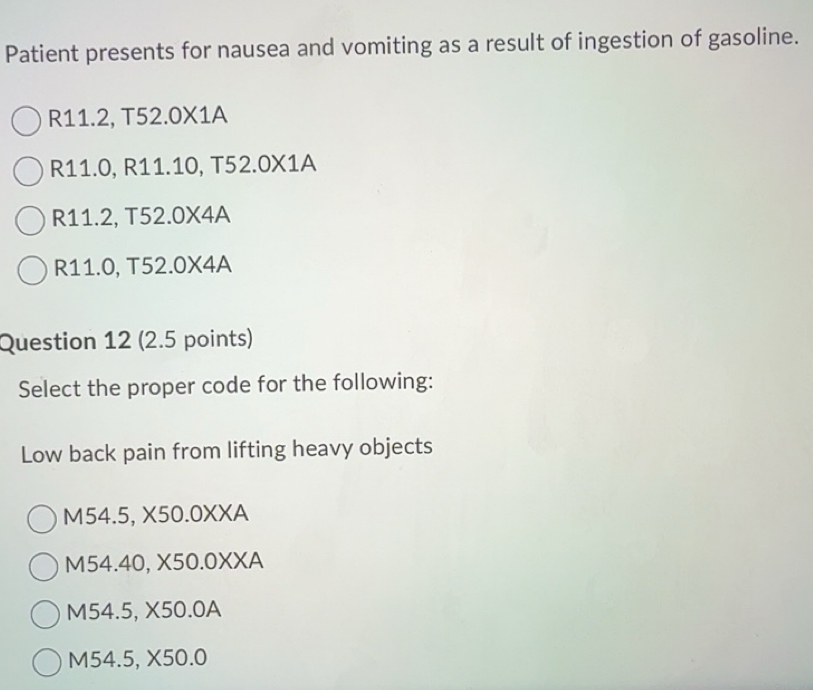 Solved: Patient presents for nausea and vomiting as a result of ...