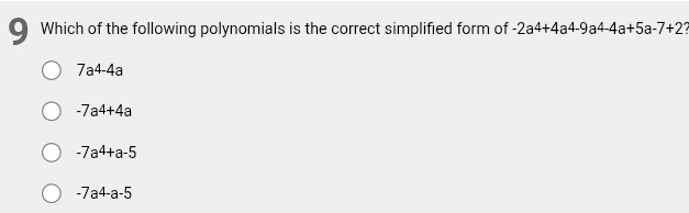 Solved: Which of the following polynomials is the correct simplified ...