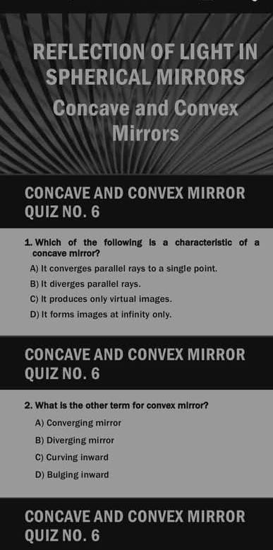 Solved: REFLECTION OF LIGHT IN SPHERICAL MIRRORS Concave and Convex ...