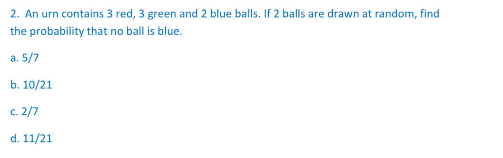 Solved: An urn contains 3 red, 3 green and 2 blue balls. If 2 balls are ...
