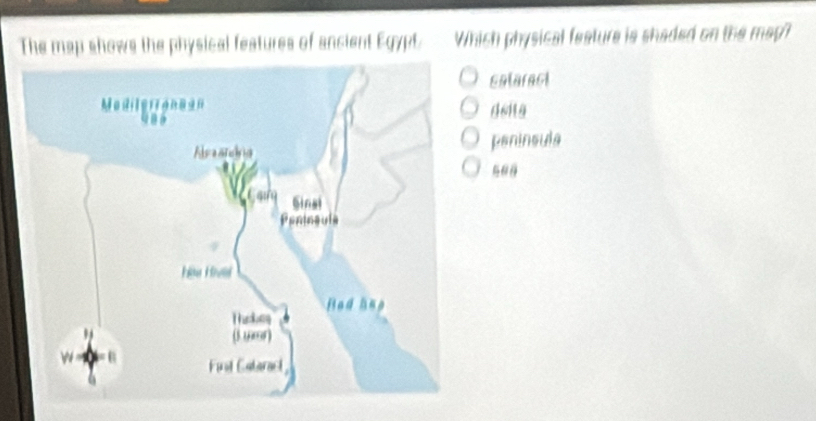 Solved: The map shows the physical features of ancient Egypt. Which ...