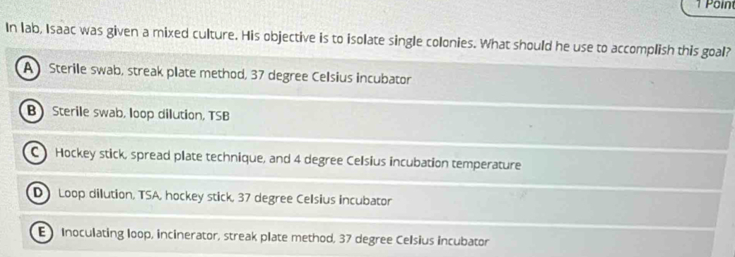 Solved: Poin In lab, Isaac was given a mixed culture. His objective is ...