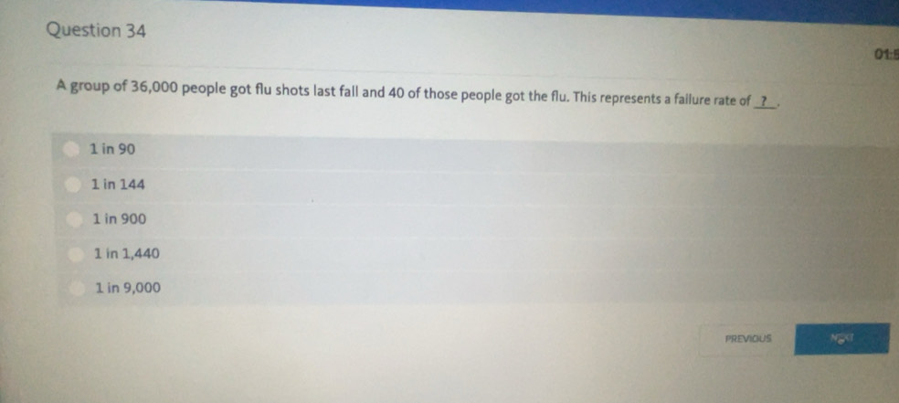 Solved: 01:5 A group of 36,000 people got flu shots last fall and 40 of ...