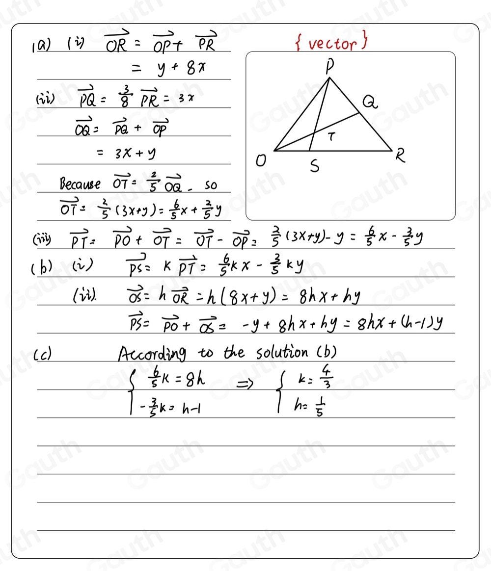 Solved: Rajah 11 menunjukkan segi tiga OPR. Garis lurus OQ dan PS ...