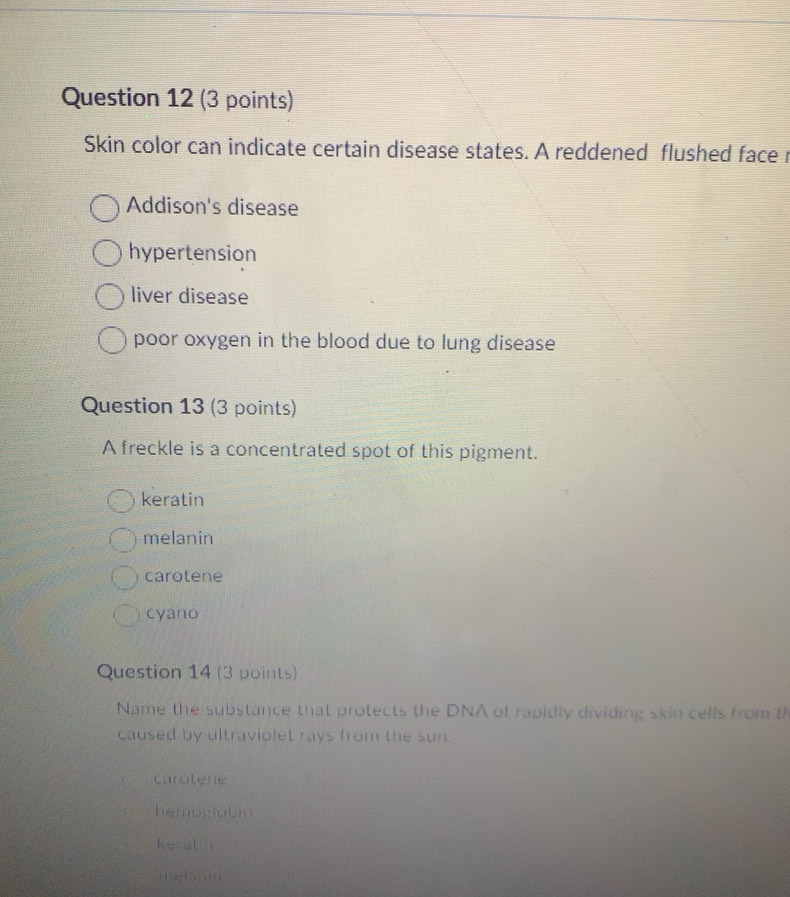 Solved: Skin color can indicate certain disease states. A reddened ...