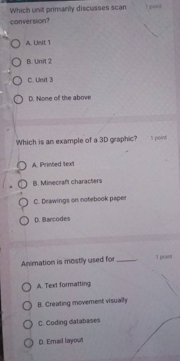 Solved: Which unit primarily discusses scan 1 point conversion? A. Unit ...