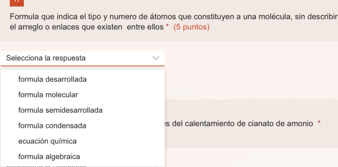 Resuelto:Formula que indica el tipo y numero de átomos que constituyen ...