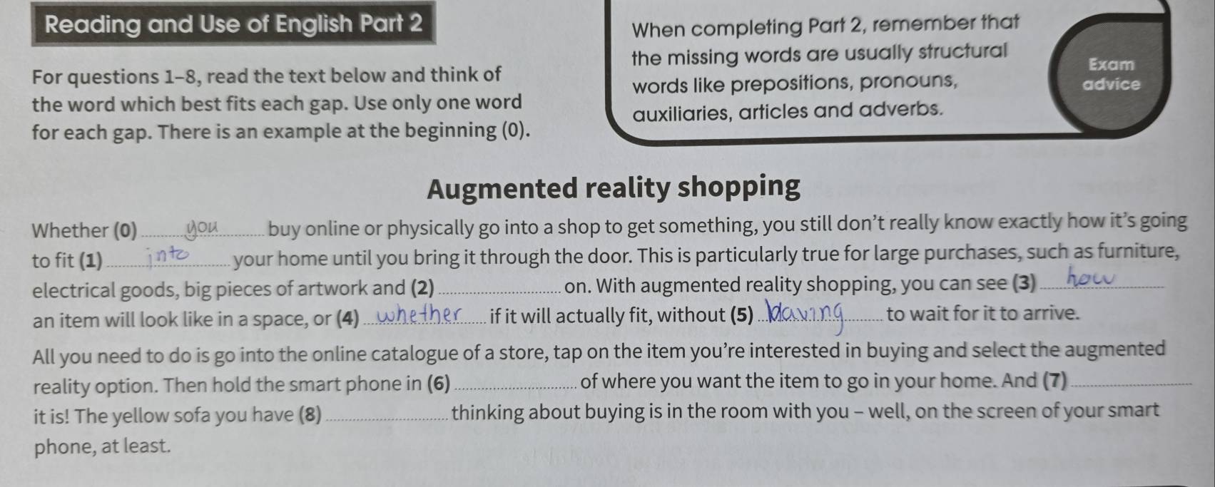 Selesai:Reading and Use of English Part 2 When completing Part 2 ...