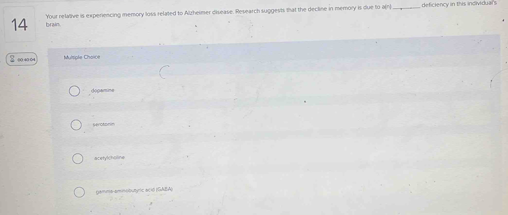 Solved: Your relative is experiencing memory loss related to Alzheimer ...