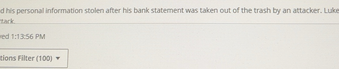 Solved: his personal information stolen after his bank statement was ...