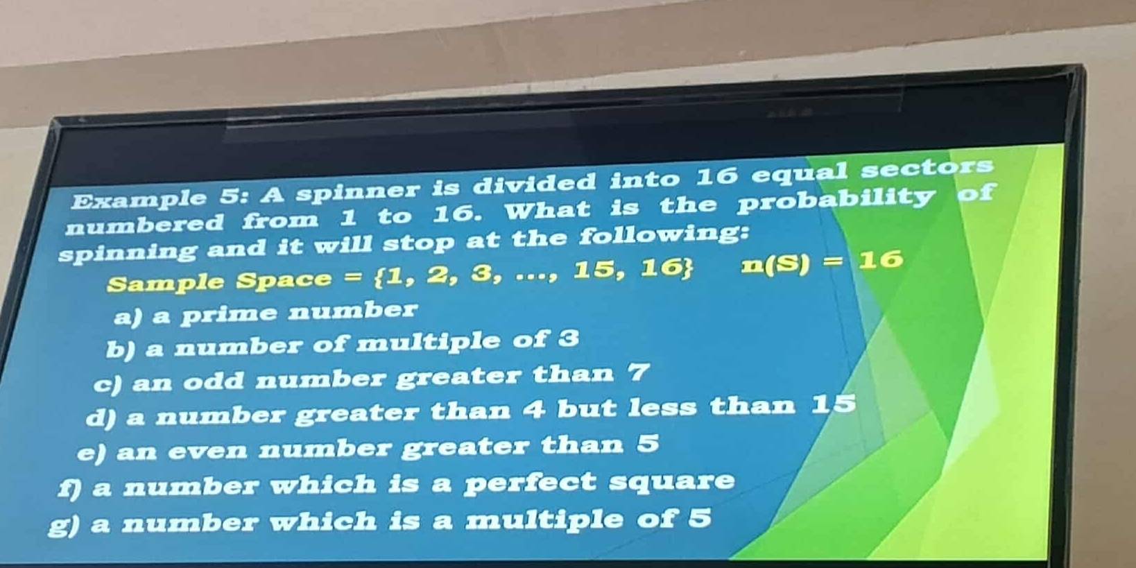 Solved: Example 5: A spinner is divided into 16 equal sectors numbered ...