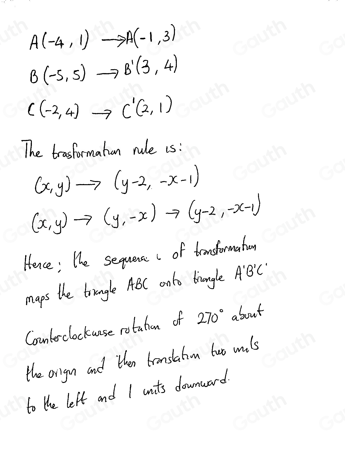 Solved: Look at the two triangles, ABC and A^,B^,C^,. If triangles ABC ...