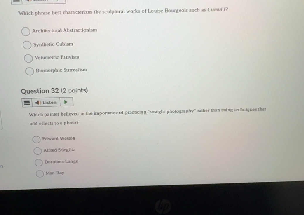 Solved: Which phrase best characterizes the sculptural works of Louise ...