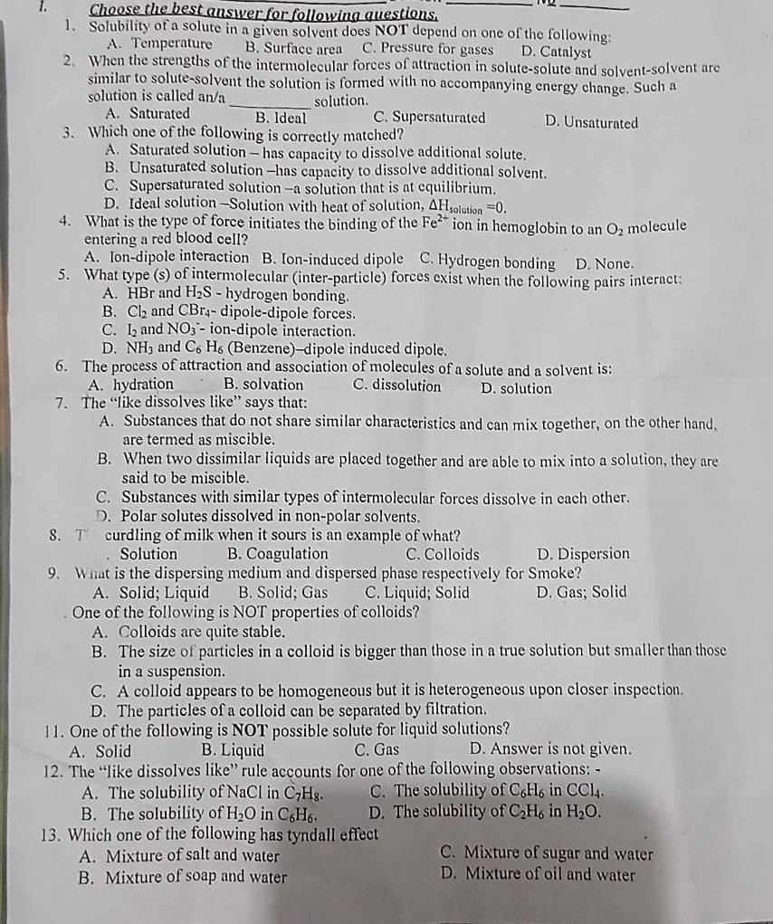 Résolu :Choose the best answer for following questions._ _ 1 ...