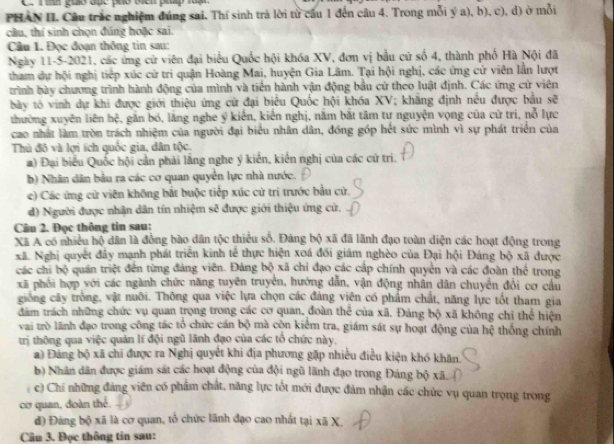 Giải quyết:C1 h gic đục pho tên pháp lạ PHAN I. Cầu trắc nghiệm đúng ...