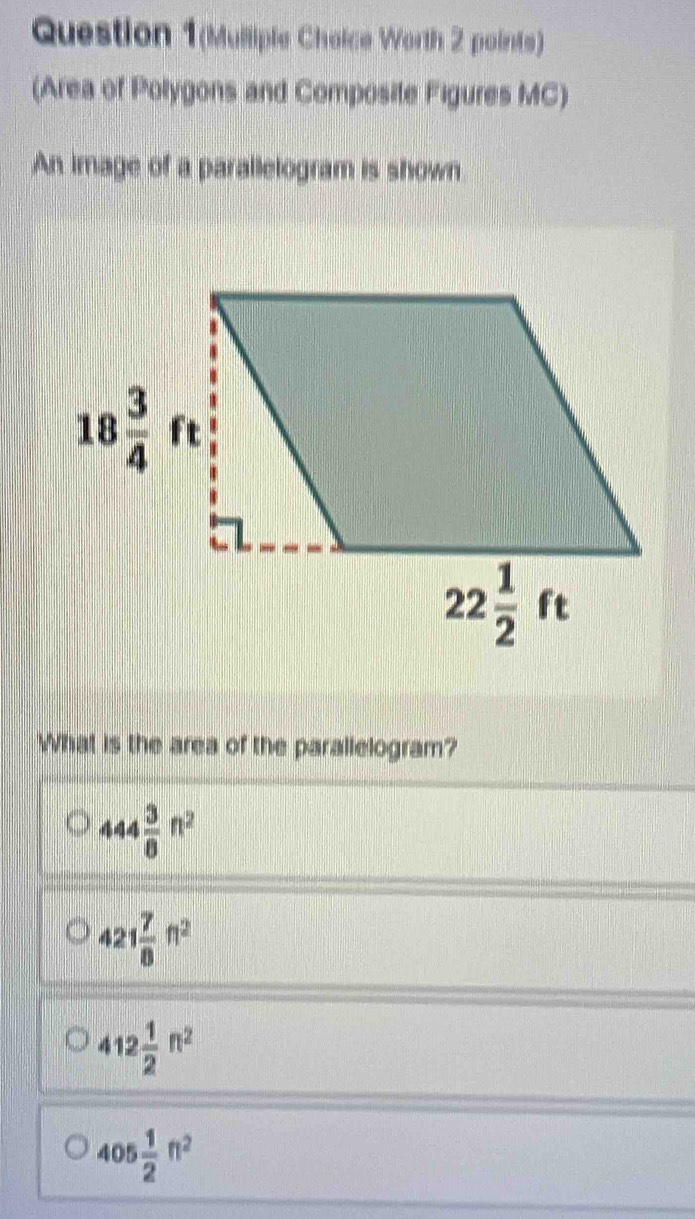 Solved: Question 1(Mulliple Choice Worth 2 points) (Area of Polygons ...