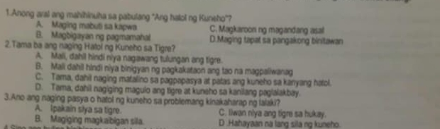 Solved: Anong aral ang mahihinuha sa pabulang "Ang hatol ng Kuneho"? A ...