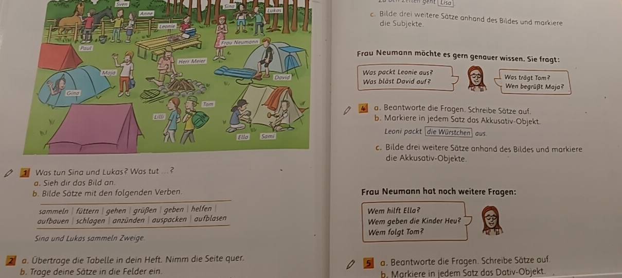 Gelöst:Bilde drei weitere Sätze anhand des Bildes und markiere die ...