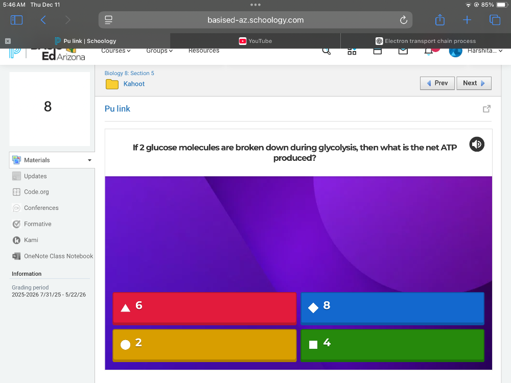 Solved: 5:46 AM Thu Dec 11 . basised-az.schoology.com × Pu link ...