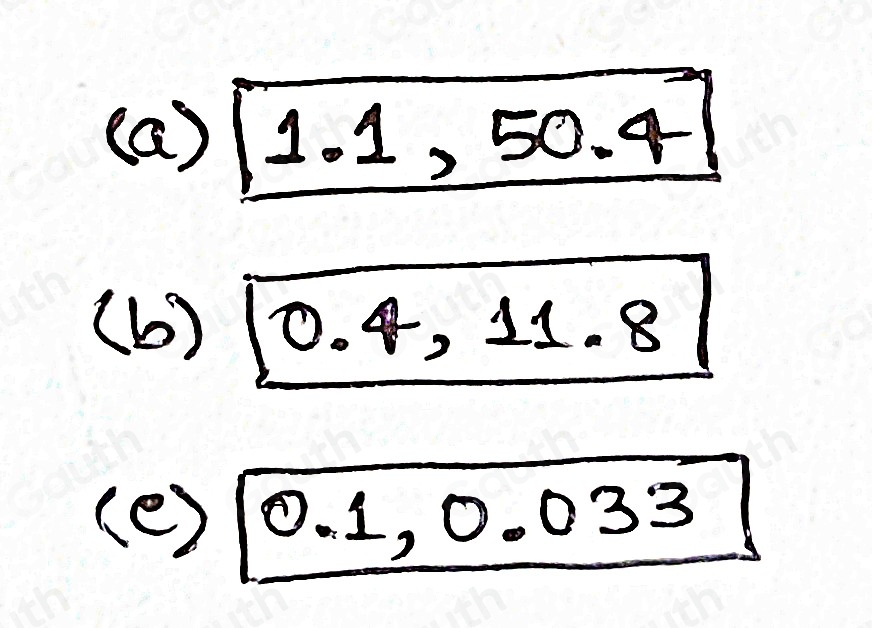 Solved: Find two non-integer decimals whose product is 55.44. (Enter ...