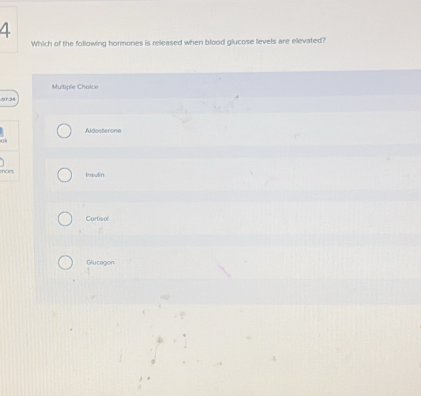 Solved: Which of the following hormones is released when blood glucose levels are elevated ...