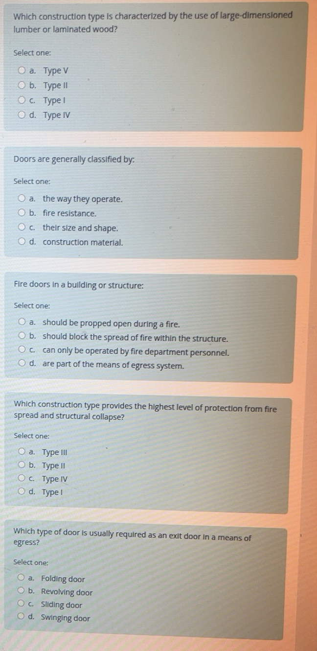 Solved: Which construction type is characterized by the use of large ...