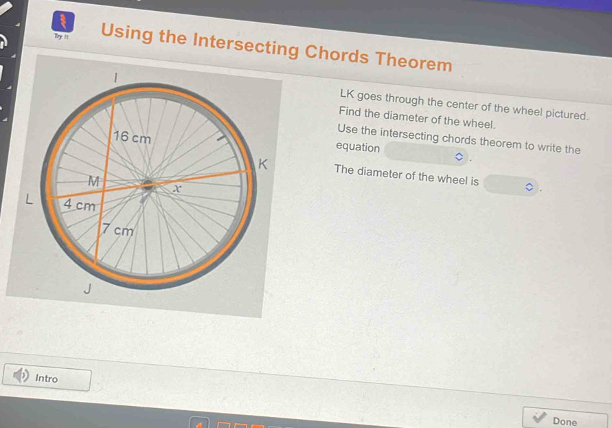 Solved: Try It Using the Intersecting Chords Theorem LK goes through ...