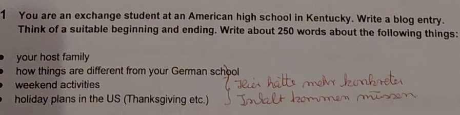 Gelöst:You are an exchange student at an American high school in ...