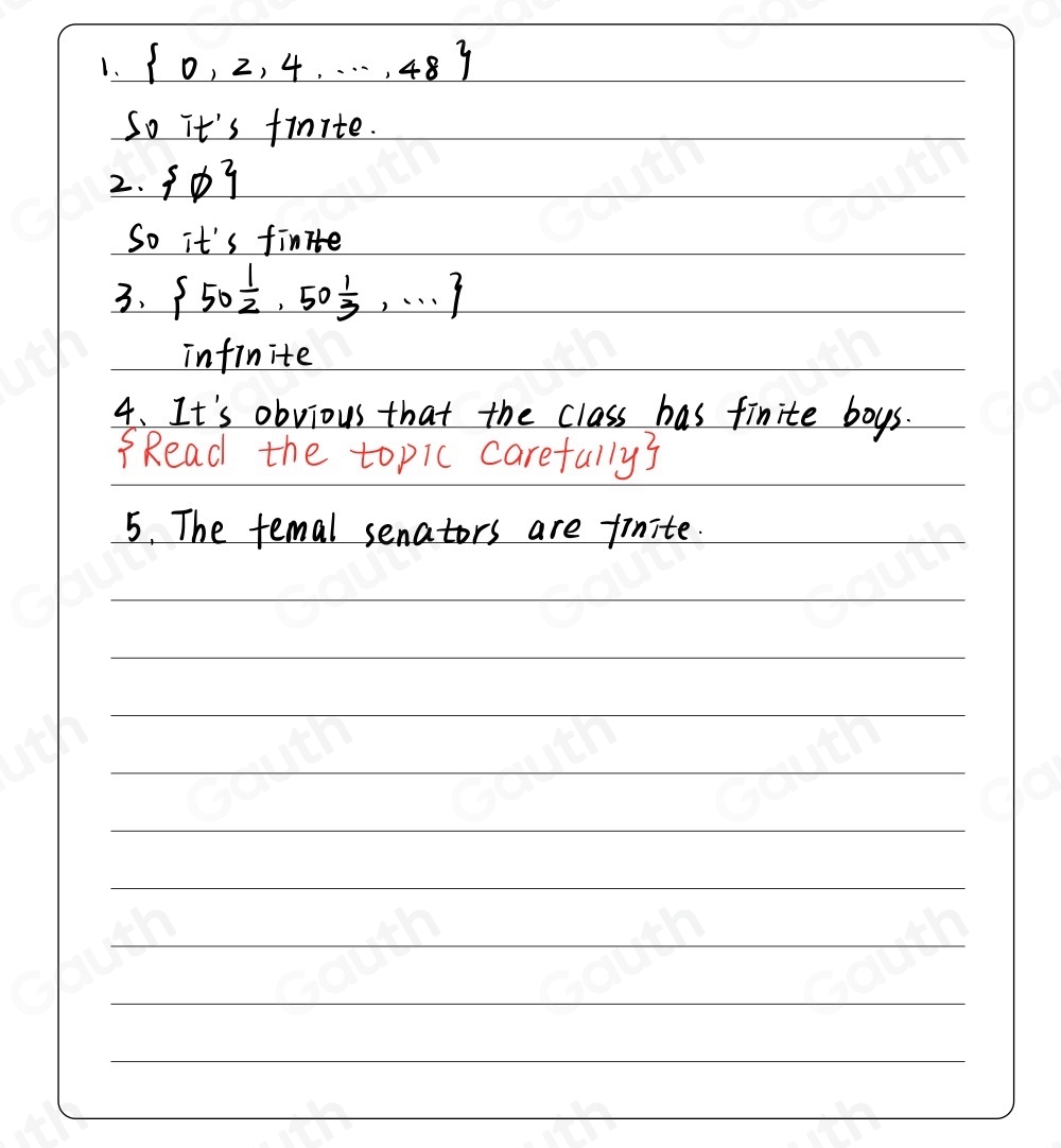 Solved: Determine whether the given set is finite or infinite. _1. The ...