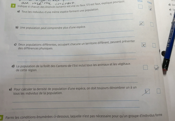 Solved: Indique si chacun des énoncés suivants est vrai ou faux. S'il ...
