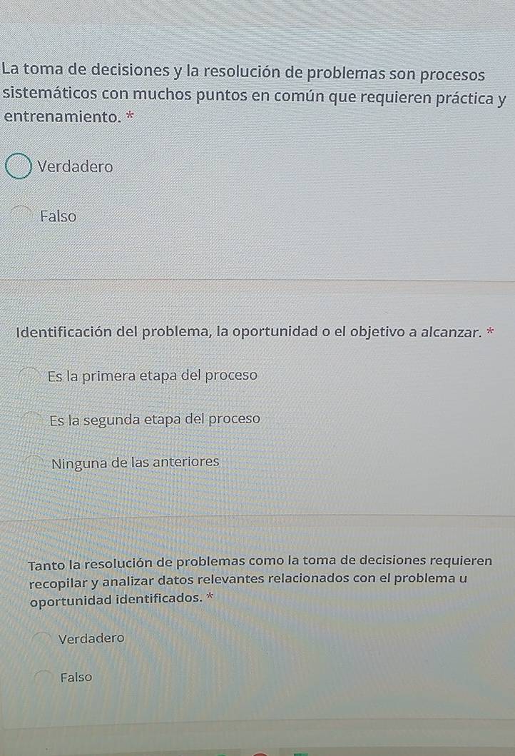 Resuelto:La toma de decisiones y la resolución de problemas son ...