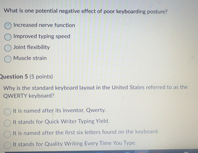 Solved: What is one potential negative effect of poor keyboarding ...