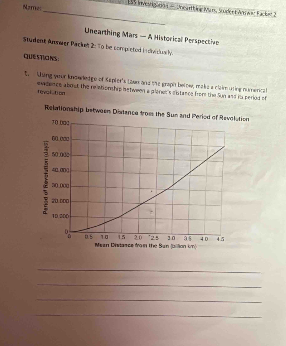 Solved: Name: _ESS Investigation — Unearthing Mars, Student Answer ...
