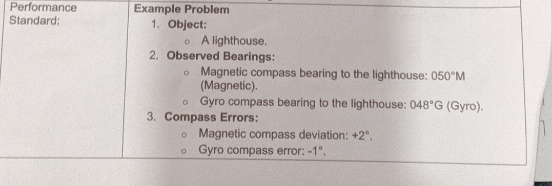 Solved: Performance Example Problem Standard: 1. Object: A lighthouse ...