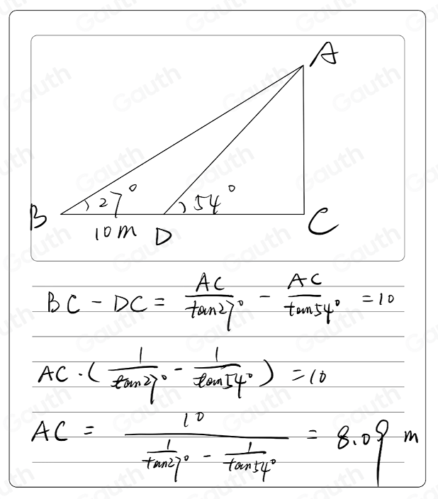 Solved: An observer found the angle of elevation of the top of the tree ...