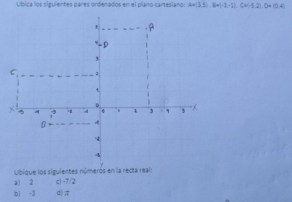 Resuelto:Ubica los siguientes pares ordenados en el plano cartesiano: A ...