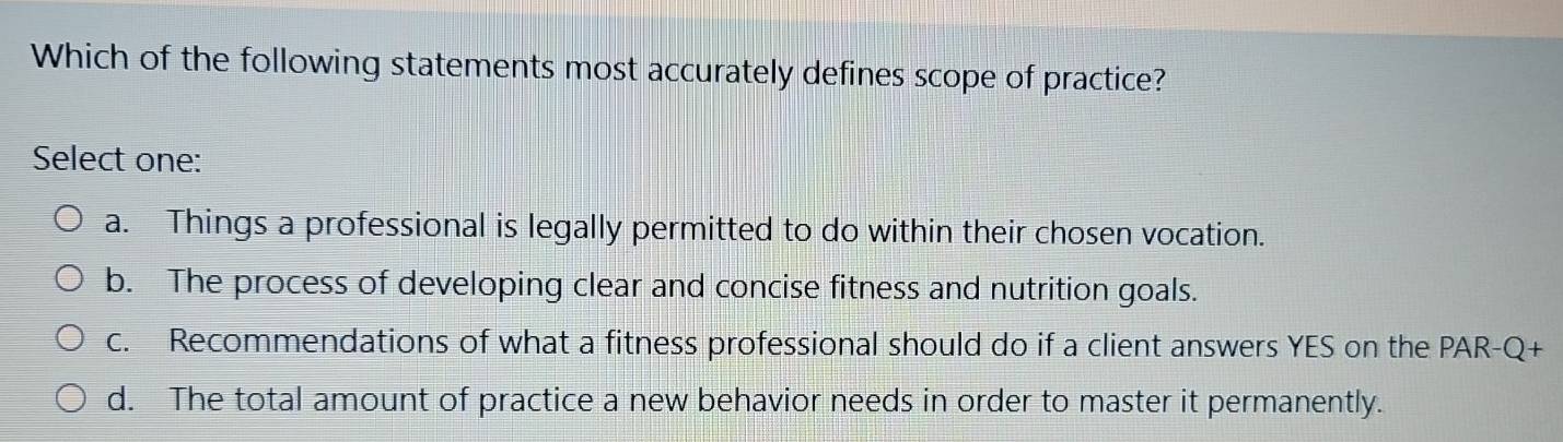 Solved: Which of the following statements most accurately defines scope ...