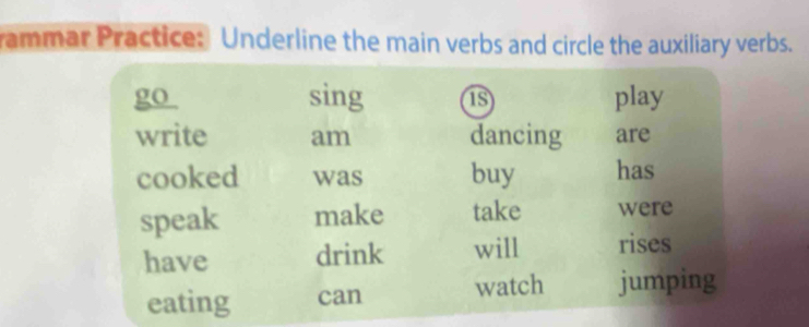 Solved: rammar Practice: Underline the main verbs and circle the ...