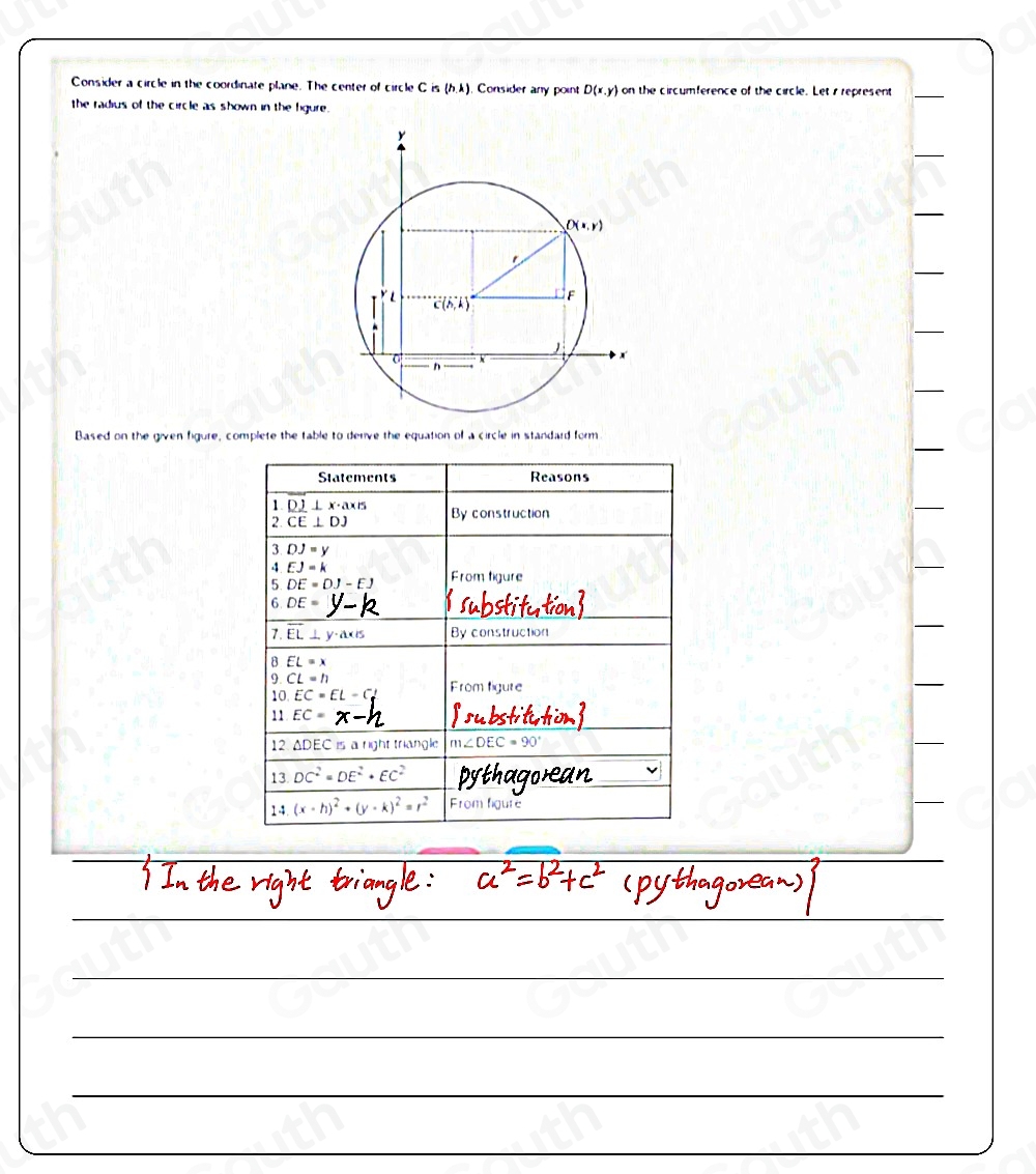 Solved: Consider a circle in the coordinate plane. The center of circle ...