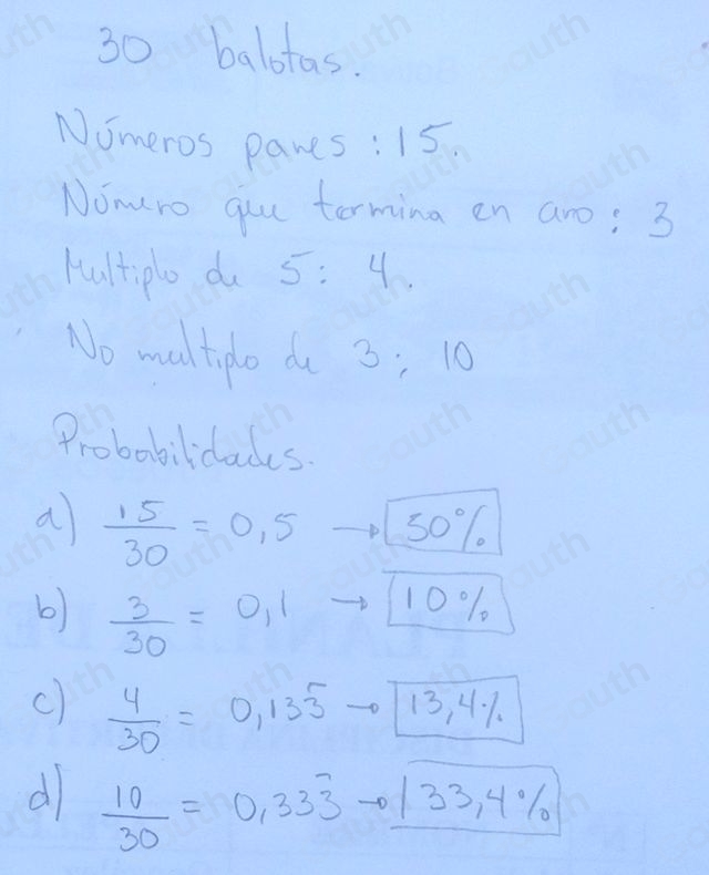 Resuelto:En una urna hay 30 balotas numeradas del 1 al 30. Se extrae ...