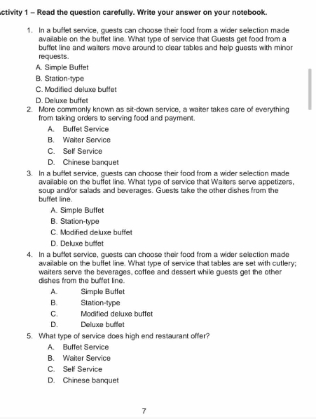 Solved: ctivity 1 - Read the question carefully. Write your answer on ...