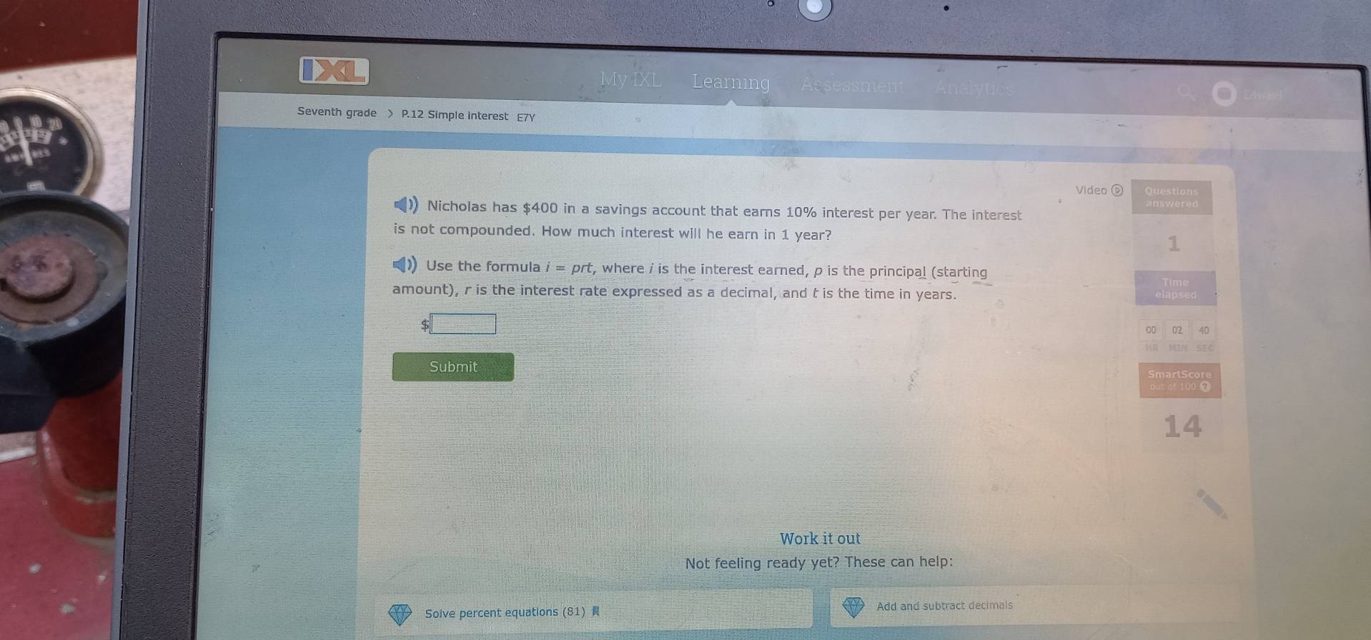 Solved: IXL Learning Seventh grade > P.12 Simple interest E7Y Vídeo ...
