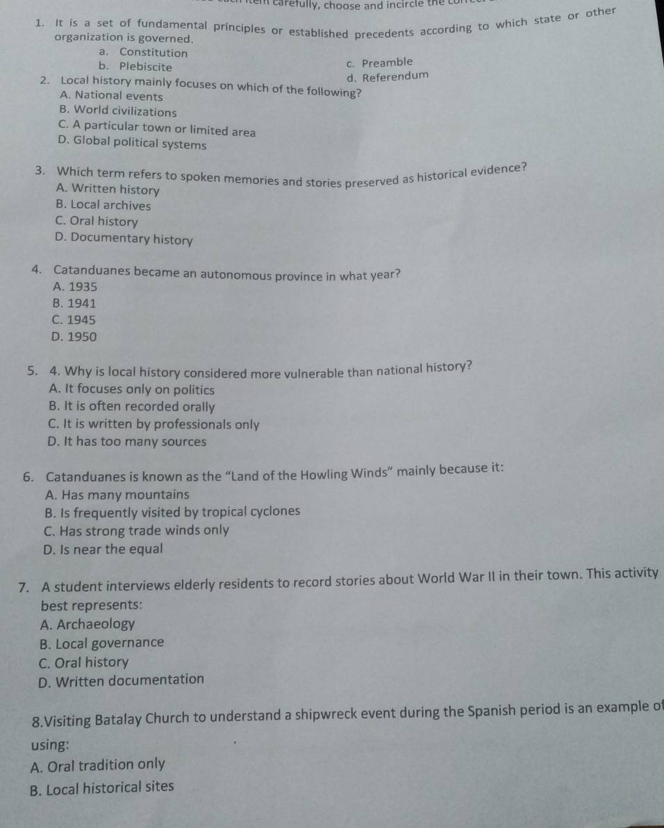 Solved: carefully, choose and incircle th e c 1. It is a set of ...