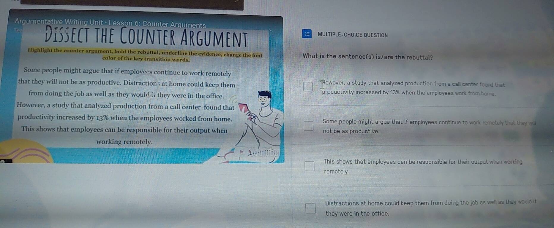 Solved: Argumentative Writing Unit - Lesson 6: Counter Arguments ...